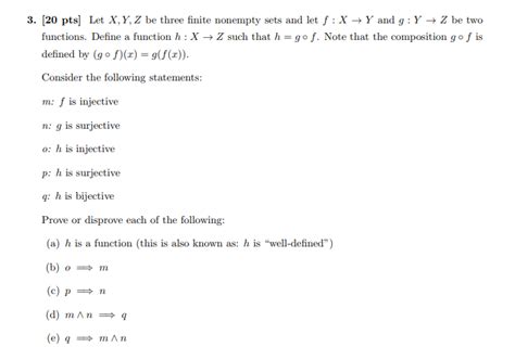 Solved Pts Let X Y Z Be Three Finite Nonempty Sets Chegg