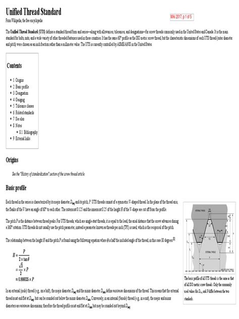 Unified Thread Standard Download Free Pdf Screw Manufactured Goods