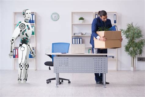 Concept Of Robots Replacing Humans In Offices Stock Image Image Of Intelligence Redundancy