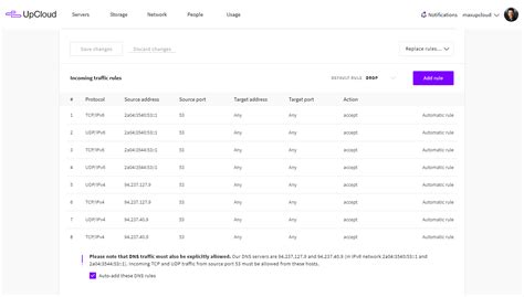 DNS Servers And Firewall Settings UpCloud