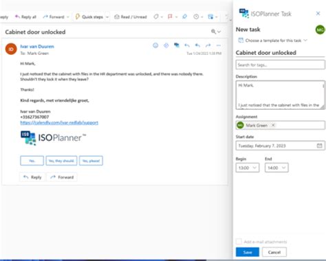 Tasks In Outlook E Mail Add In ISOPlanner