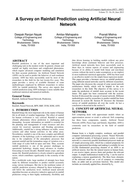 Pdf A Survey On Rainfall Prediction Using Artificial Neural Network
