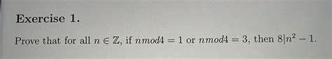 Solved Exercise Prove That For All NZ If Nmod Or Chegg Com