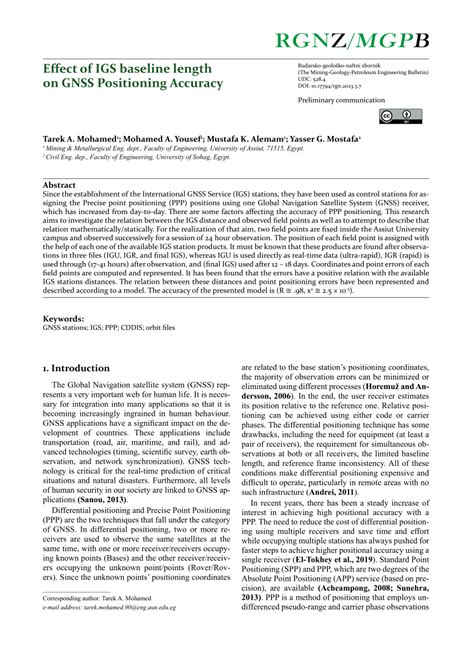 PDF Effect Of IGS Baseline Length On GNSS Positioning Accuracy