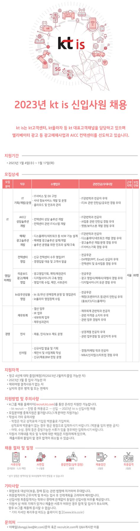 Kt Is 채용공고 2023년 신입사원 채용 2023년 채용