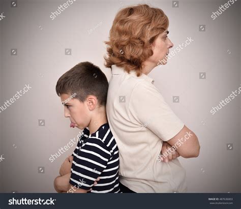 Angry Mother Son Sticking His Tongue Stock Photo Shutterstock