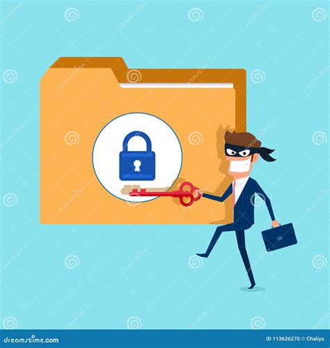 Thief Hacker Holds Key Stealing Confidential Data As Passwords From A Personal Computer Stock