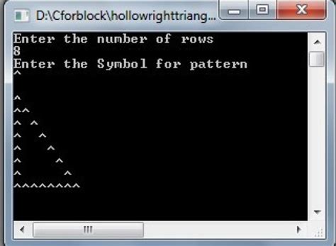 c program to print hollow right triangle star pattern code for java c