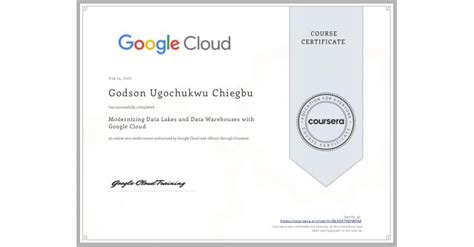 godson ugochukwu on linkedin completion certificate for modernizing data lakes and data