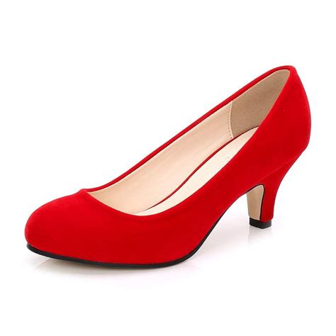 Womens Closed Round Toe Low Kitten Heel Slip On Dress Pump Red Velvet Tag 40 Us B 28m 29 8 5