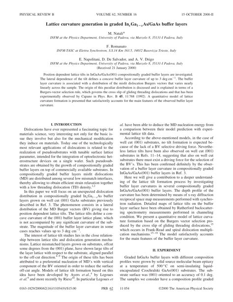 Pdf Lattice Curvature Generation In Graded Inxga1 Xasgaas Buffer Layers