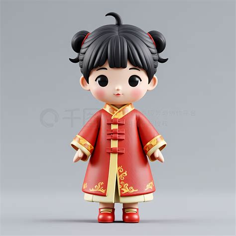 小女孩ai数字艺术 小女孩穿著中國傳統服飾站著 Ai立体元素免费下载png格式4096像素编号71276242 千图网