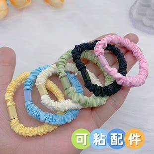 奶油色高弹力小肠圈 可粘配件的DIY发圈 扎头发皮筋百搭头绳发饰 阿里巴巴