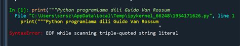 Üç Tırnak Ile Ilgili Anlamadığım Bir Mesele Python Yazbel Forumu