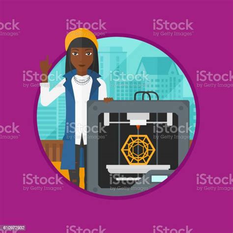 3개의 D 프린터 벡터 일러스트레이션을 가진 여성 기업 재무와 산업에 대한 스톡 벡터 아트 및 기타 이미지 기업 재무와 산업 디자인 만화 Istock
