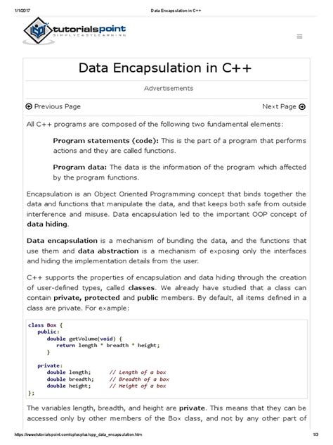 Data Encapsulation In C Pdf Class Computer Programming C