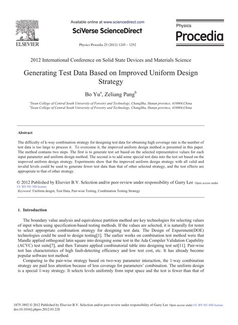 Pdf Generating Test Data Based On Improved Uniform Design Strategy