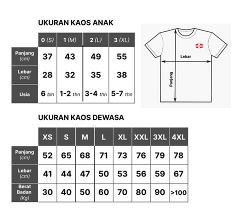 size chart kaos pdf