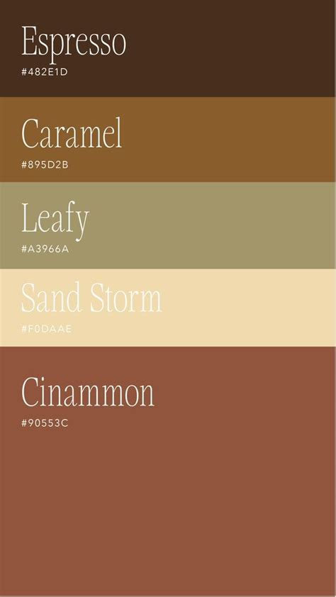 Colour Color Palette Caramel Espresso Sand Storm Leafy Gray Green Brown