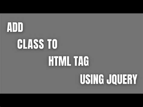 Add Class To Html Tag On Click Using Jquery Howtocodeschool Youtube