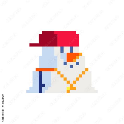 Funny Cool Snowman Character Avatar Portrait Profile Picture Pixel