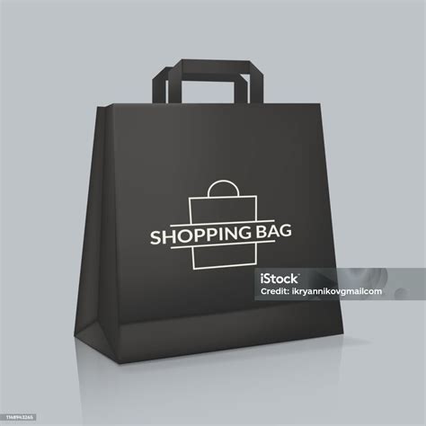 로고와 함께 현실적인 종이 가방의 이랑 기업 아이덴티티 패키징 가방에 대한 스톡 벡터 아트 및 기타 이미지 가방 검은색