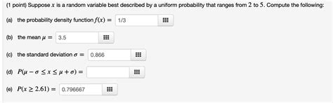 solved 1 point suppose x is a random variable best