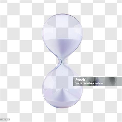 하얀 모래 달리기 모래 시계 절연 시간 카운트다운을 위한 유리 시계 3d 시계 벡터 렌더링 모래 유리 예산 타이머 추상적이고 현실적인 고립 된 게임 아이콘입니다 투명 빈티지