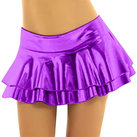 Weaiximiung Womens Irregular Skirt Sexy Short Leather Skirt A Line Pleated Skirt Black Mini