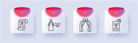 Breaking Up Icon Set Broken Heart Document Text Woman Dress Crown