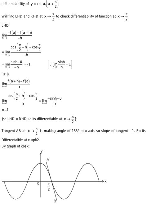Check The Differentiability Of The Y Cosx At X 2 Both Graphically As