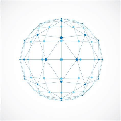 Premium Vector Abstract Vector Low Poly Object With Black Lines And Dots Connected Blue 3d