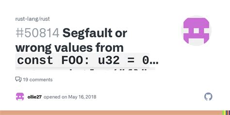 Segfault Or Wrong Values From Const FOO U Println FOO Issue