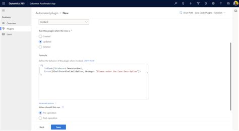 how to create the automated plugin in the dataverse environment arun