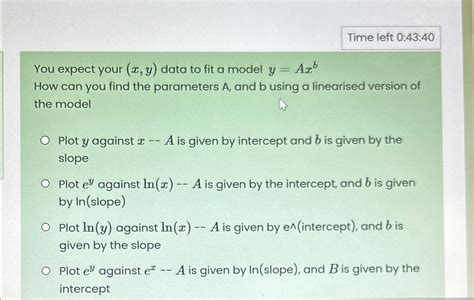 Solved You Expect Your Xy ﻿data To Fit A Model Yaxb ﻿how