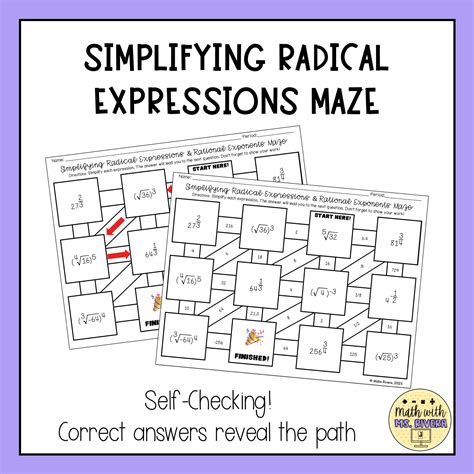 Simplifying Radical Expressions Maze Worksheet Worksheets Library