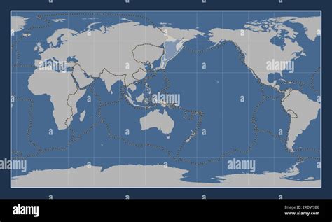 Okhotsk Tectonic Plate On The Solid Contour Map In The Patterson Cylindrical Projection Centered