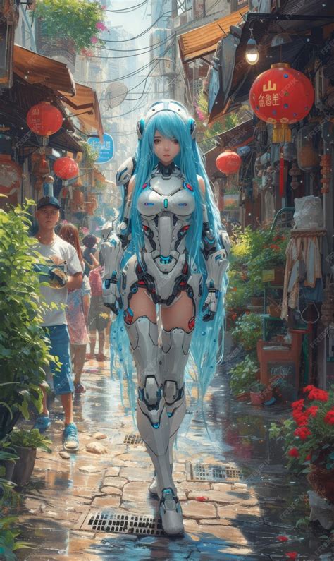 Premium Photo Female Cyborg Robot Girl In Exoskeleton Glossy Shiny