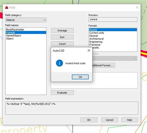 editing field formula gives invalid field code autodesk community