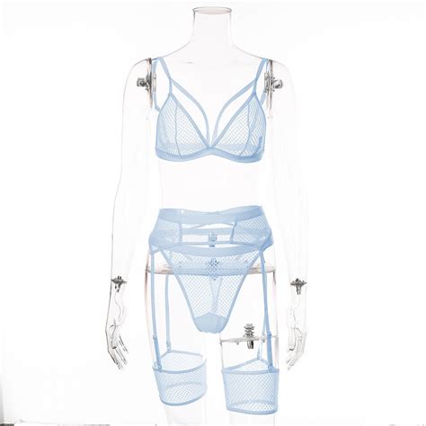 Sexy Cool Motorcycle See Thru Bra Panty Stocking Sheer Lingerie Set