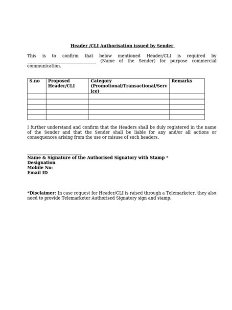 Header Cli Authorisation By Sender Entity Pdf Finance And Money Management