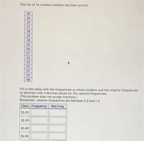 Solved This List Of 16 Random Numbers Has Been Sorted 20 20