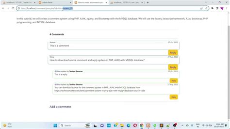 Comment System In Php Comment And Reply Form With Auto Refresh In Php And Mysql Youtube