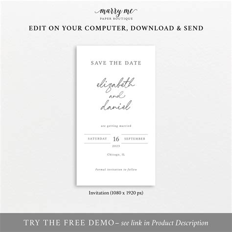 Save The Date Text Invite Template Elegant Handwritten Style Etsy