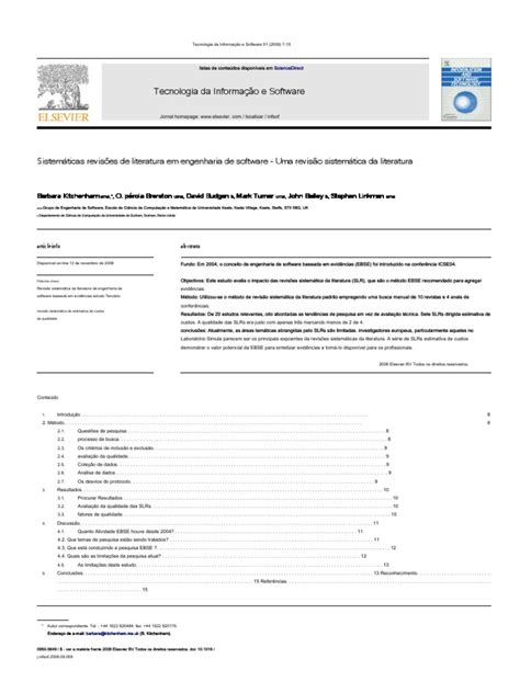 Systematic Literature Reviews In Software Engineering A Systematic Literature Review En Pt