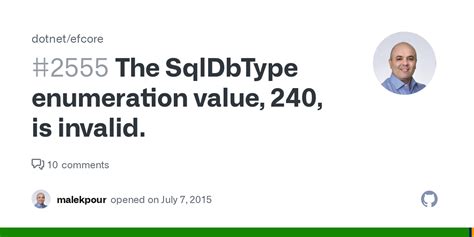 The Sqldbtype Enumeration Value 240 Is Invalid · Issue 2555