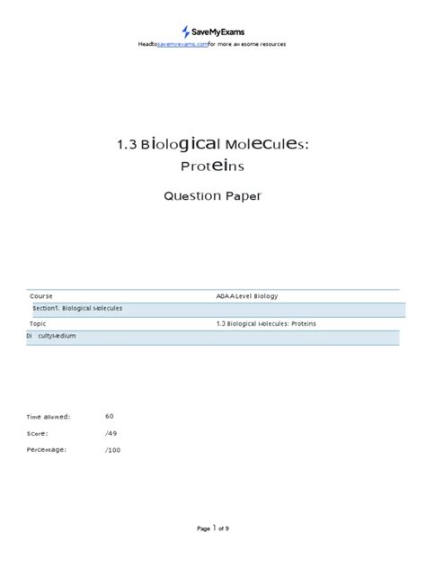 Worksheet 2 Proteins Download Free Pdf Proteins Peptide