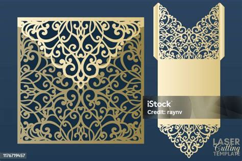 레이스 패턴의 레이저 컷 포켓 봉투 템플릿 추상 장식품 결혼식 초대장 또는 인사말 카드 인사말 카드 초대장 메뉴에 적합합니다 0명에 대한 스톡 벡터 아트 및 기타 이미지