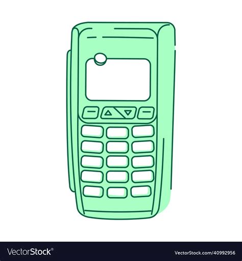 Nfc Device Payment Terminal Green Linear Object Vector Image