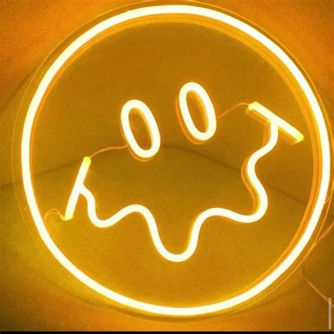 smiley sign neon light smile face neon light smilee led neon etsy